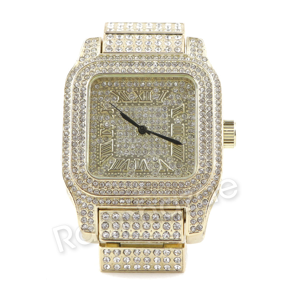 Hip Hop 14K Gold Simulated Diamond Watch F46 – RAONHAZAE