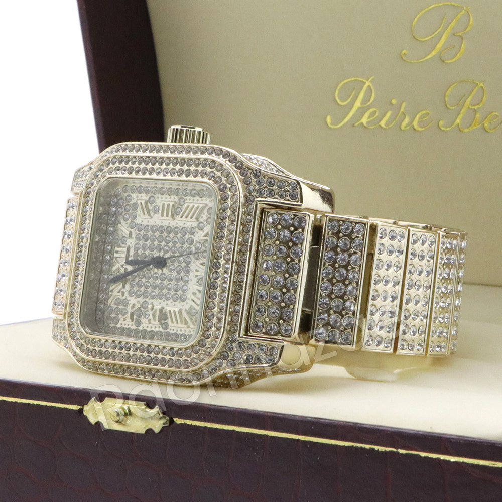 Hip Hop 14K Gold Simulated Diamond Watch F46 – RAONHAZAE