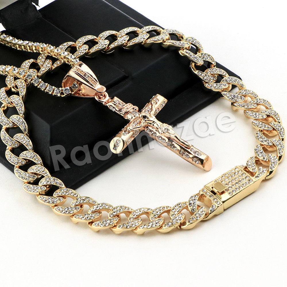 Hip Hop Quavo Small Cross Miami Cuban Choker Tennis Chain Necklace L15 ...