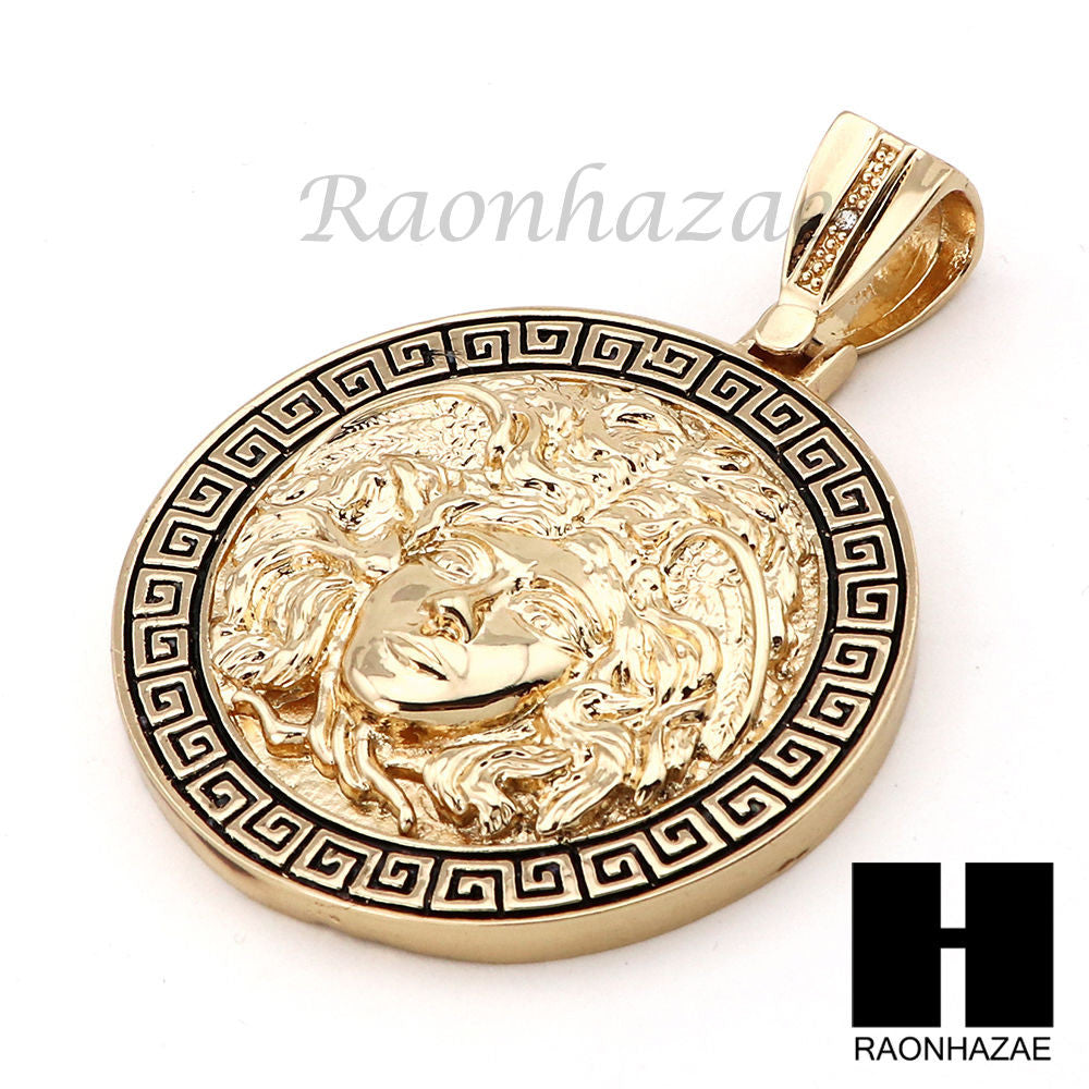 Hip Hop 14k Gold Plated Medusa Medallion Pendant 30" Cuban Link Chain ...