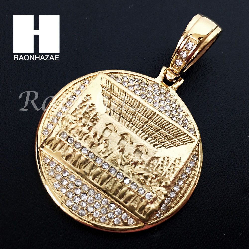 Mens Stainless steel Gold Last Supper Charm Round Pendant SS005 – RAONHAZAE