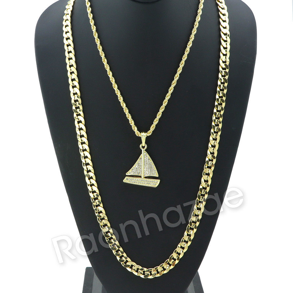 HIP HOP Lil YACHTY CHARM ROPE CHAIN DIAMOND CUT CUBAN CHAIN NECKLACE G ...